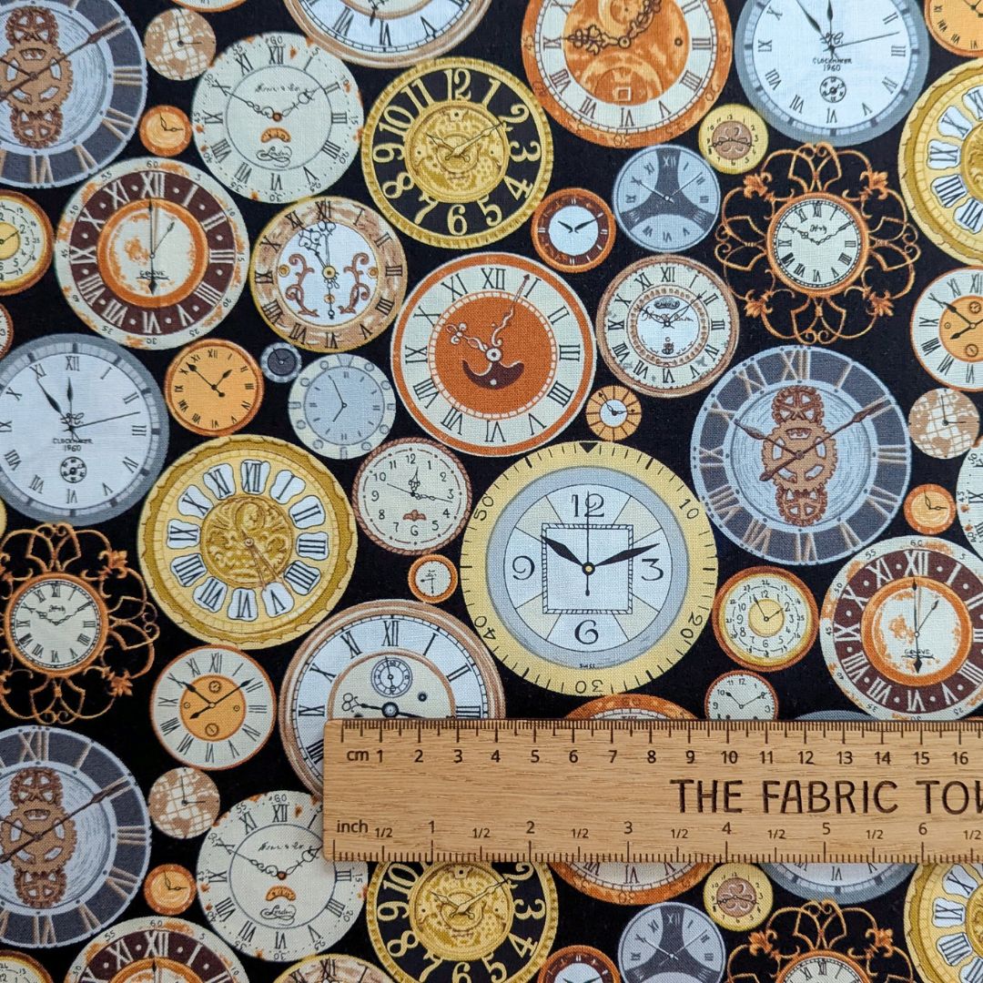 Victorian Vintage Clocks - 100% cotton - Nutex – The Fabric Townhouse